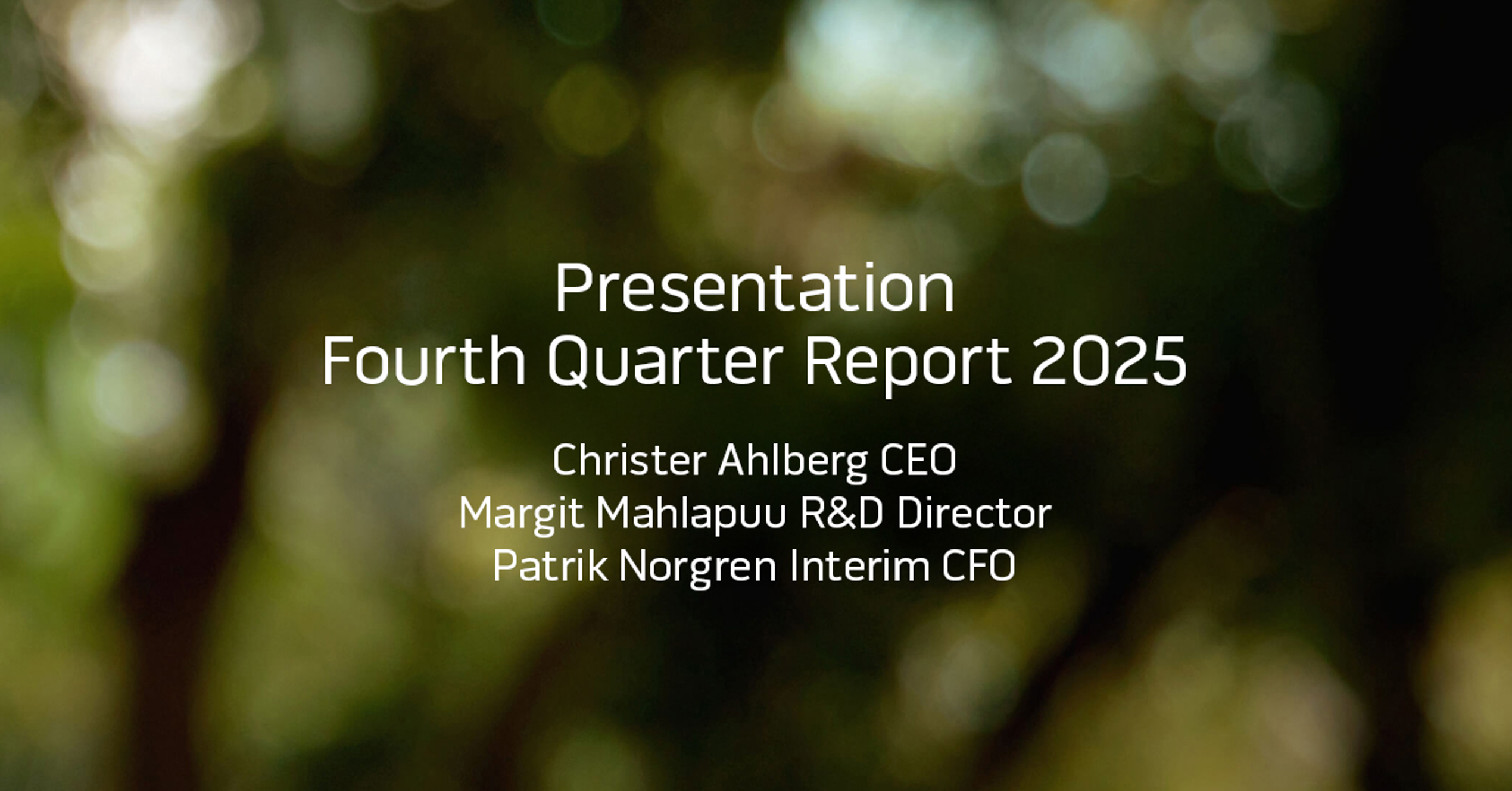 Presentation of Cinclus Pharma’s Fourth Quarter Report 2025